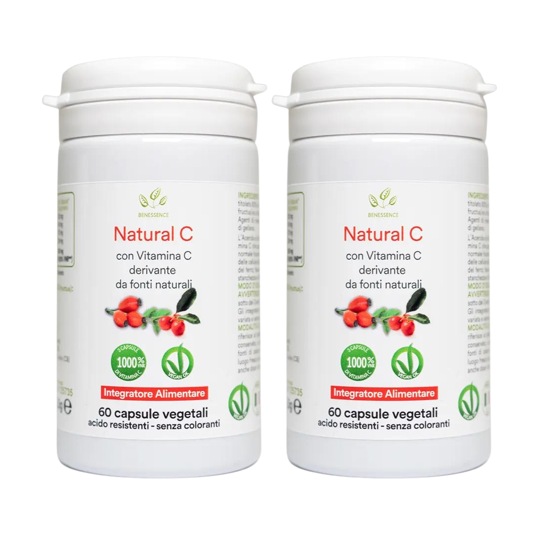 Natural C: capsules with Acerola and Rosehip - 2 x 60 cps - Benessence